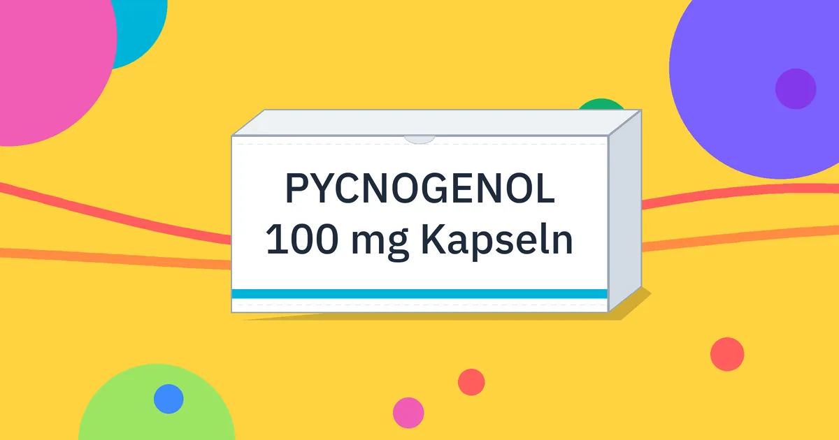 Symbolbild: Packung mit der Aufschrift PYCNOGENOL 100 mg Kapseln (PZN 19740343) – Verfügbarkeit und Bezug in Apotheken in Frankfurt am Main