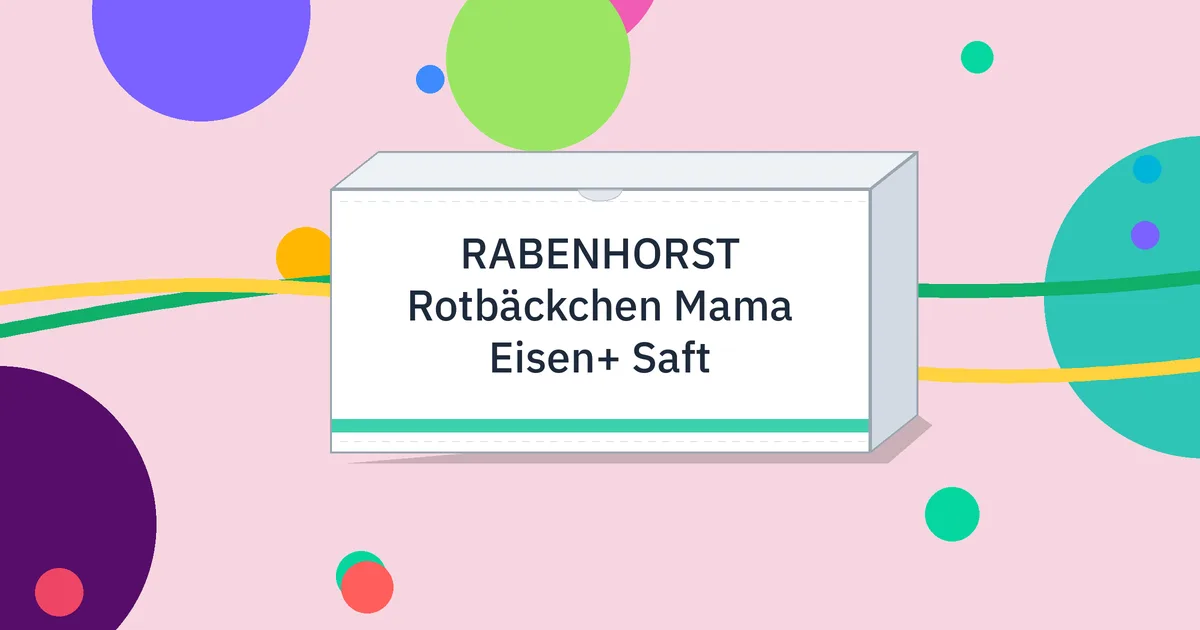 Symbolbild: Packung mit der Aufschrift RABENHORST Rotbäckchen Mama Eisen+ Saft (PZN 01346054) – Verfügbarkeit und Bezug in Apotheken in Frankfurt am Main