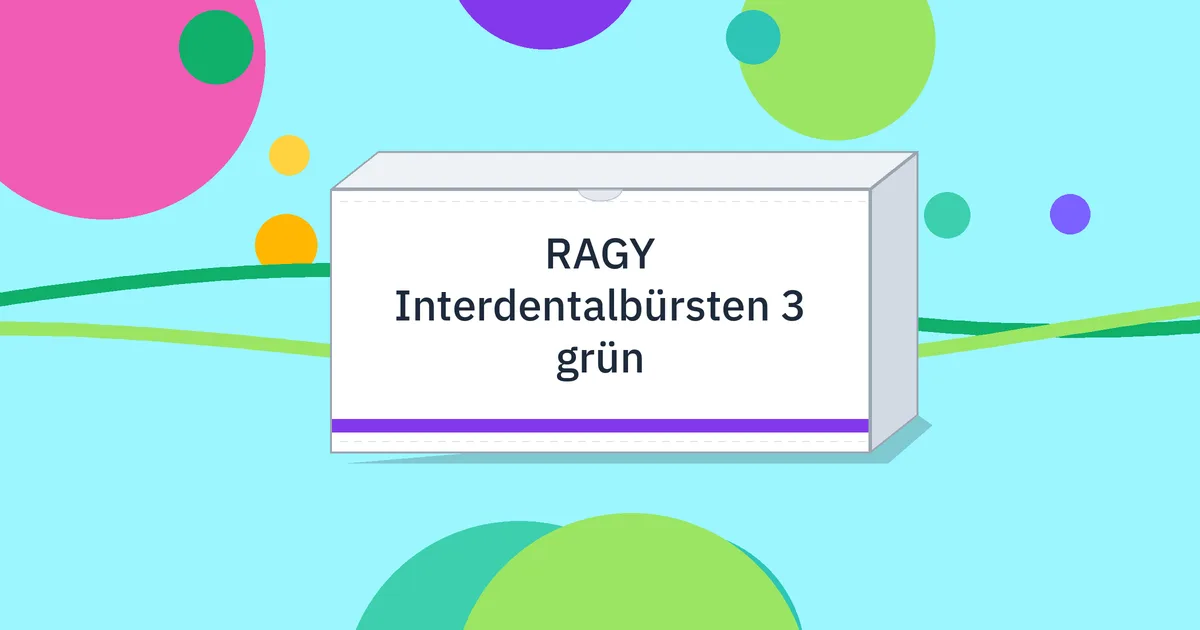 Symbolbild: Packung mit der Aufschrift RAGY Interdentalbürsten 3 grün (PZN 07496961) – Verfügbarkeit und Bezug in Apotheken in Frankfurt am Main