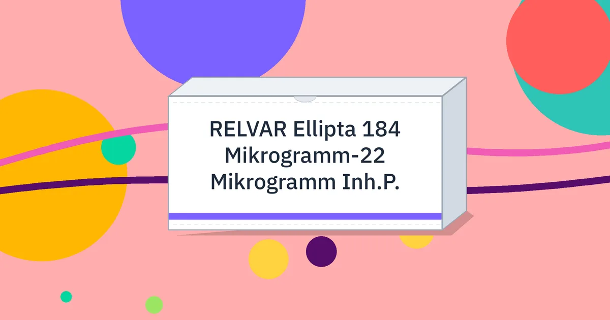 Symbolbild: Packung mit der Aufschrift RELVAR Ellipta 184 Mikrogramm-22 Mikrogramm Inh.P. (PZN 18789241) – Verfügbarkeit und Bezug in Apotheken in Frankfurt am Main