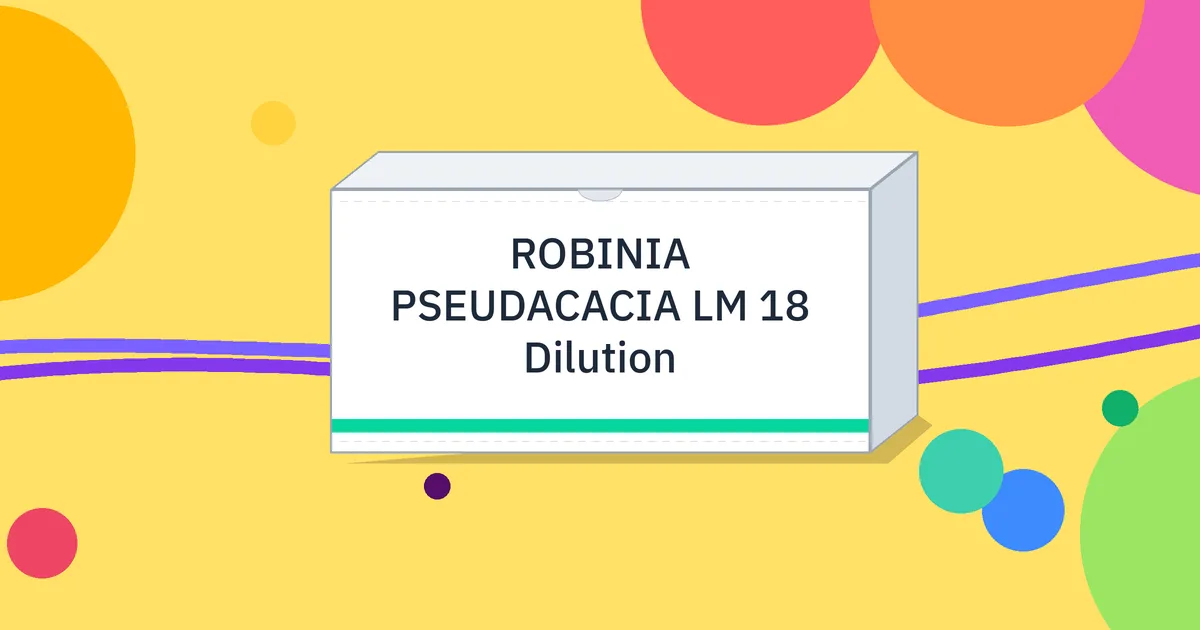Symbolbild: Packung mit der Aufschrift ROBINIA PSEUDACACIA LM 18 Dilution (PZN 13054948) – Verfügbarkeit und Bezug in Apotheken in Frankfurt am Main