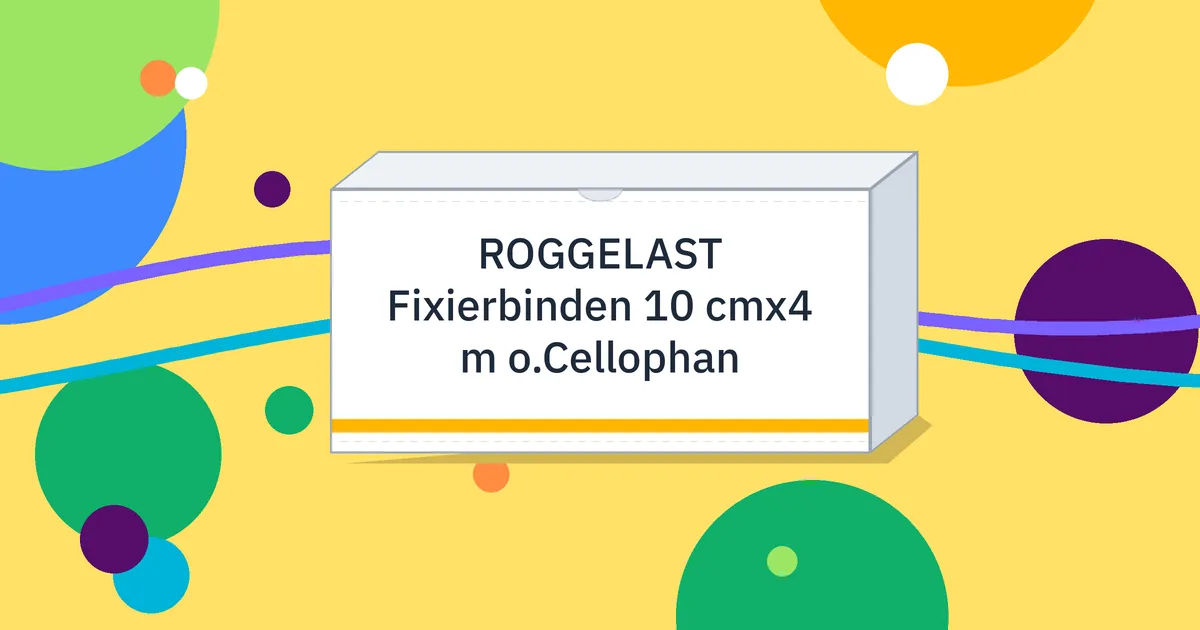 Symbolbild: Packung mit der Aufschrift ROGGELAST Fixierbinden 10 cmx4 m o.Cellophan (PZN 08601294) – Verfügbarkeit und Bezug in Apotheken in Frankfurt am Main