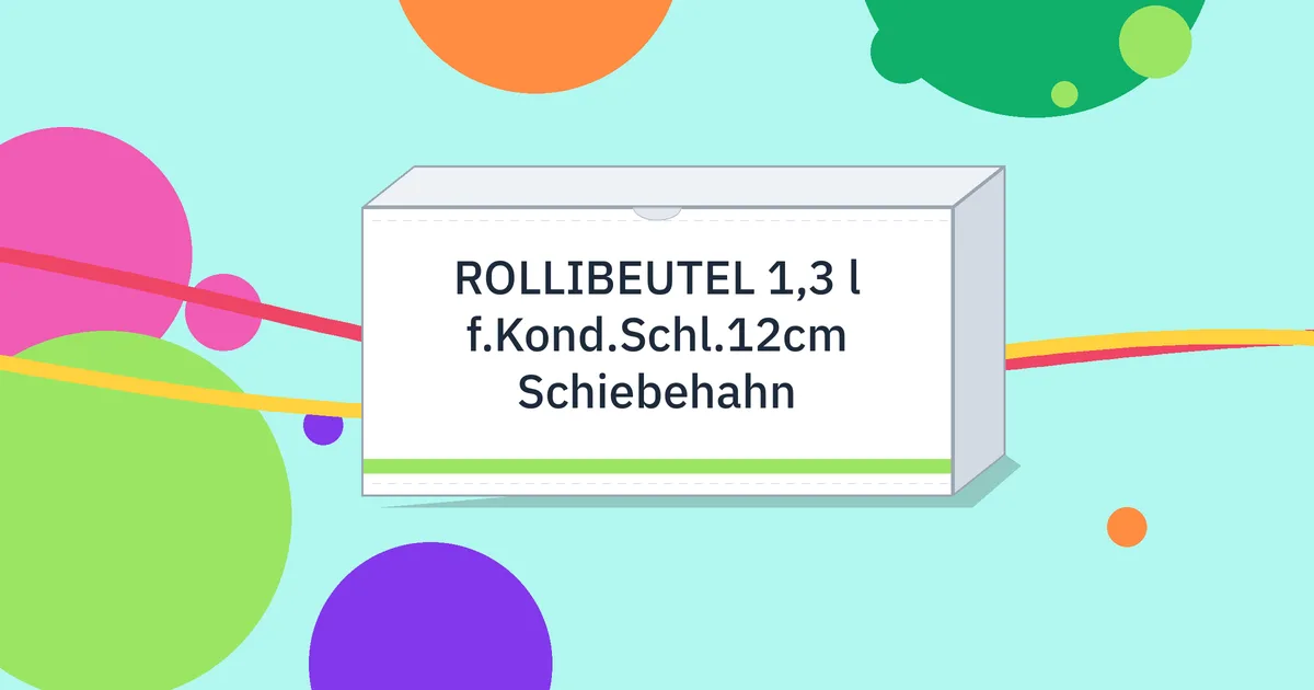 Symbolbild: Packung mit der Aufschrift ROLLIBEUTEL 1,3 l f.Kond.Schl.12cm Schiebehahn (PZN 00731146) – Verfügbarkeit und Bezug in Apotheken in Frankfurt am Main