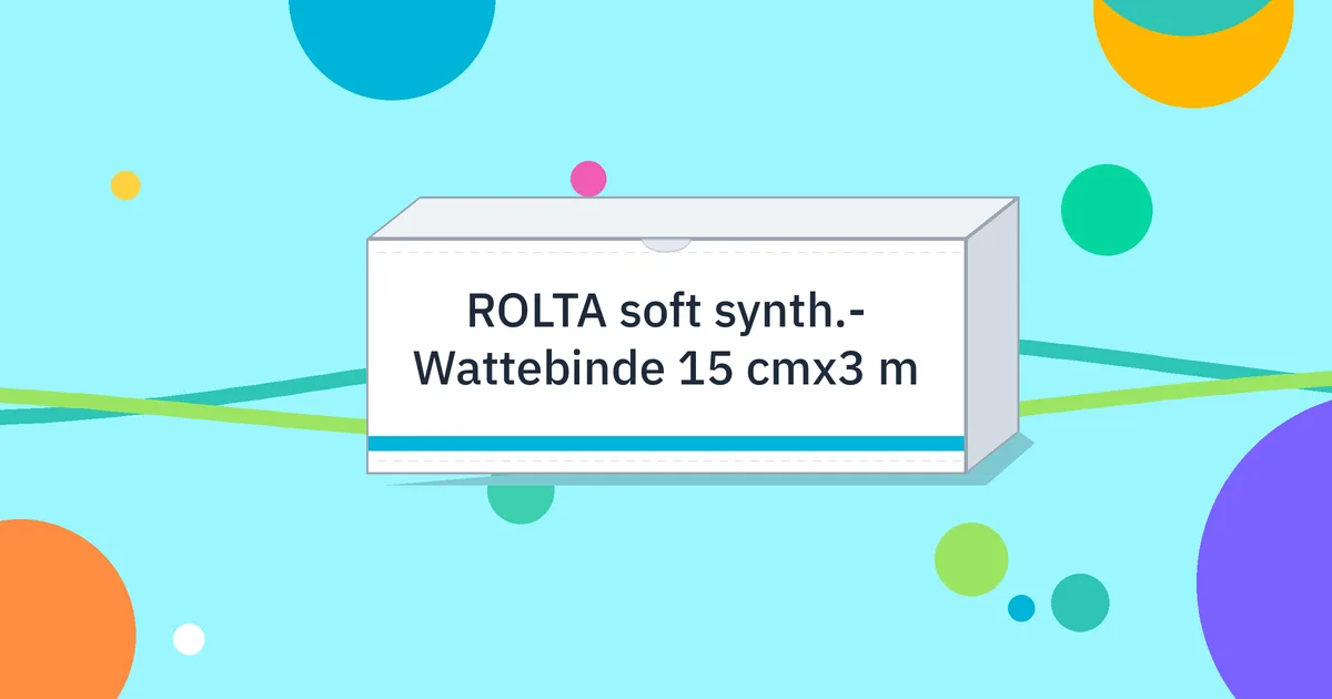 Symbolbild: Packung mit der Aufschrift ROLTA soft synth.-Wattebinde 15 cmx3 m (PZN 02757440) – Verfügbarkeit und Bezug in Apotheken in Frankfurt am Main