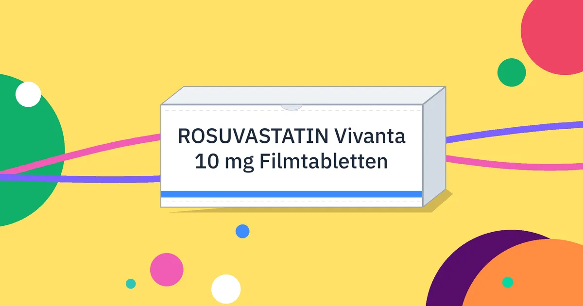 Symbolbild: Packung mit der Aufschrift ROSUVASTATIN Vivanta 10 mg Filmtabletten (PZN 16663234) – Verfügbarkeit und Bezug in Apotheken in Frankfurt am Main