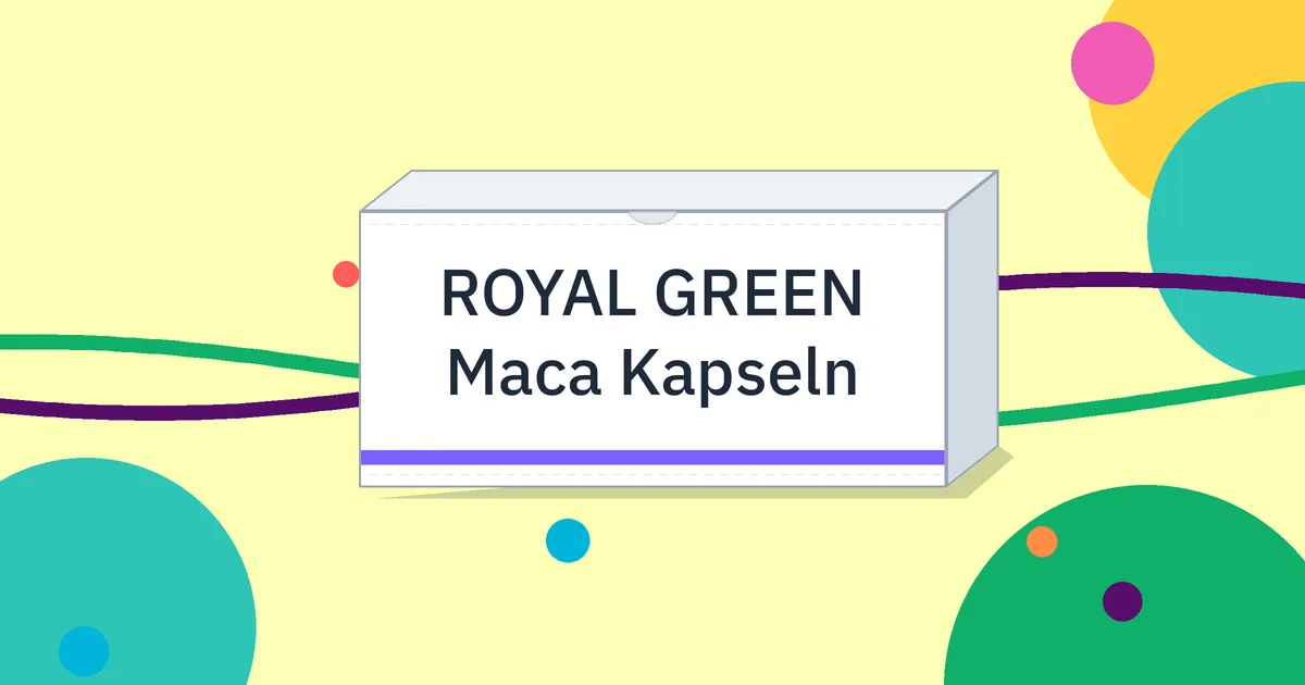 Symbolbild: Packung mit der Aufschrift ROYAL GREEN Maca Kapseln (PZN 16504576) – Verfügbarkeit und Bezug in Apotheken in Frankfurt am Main