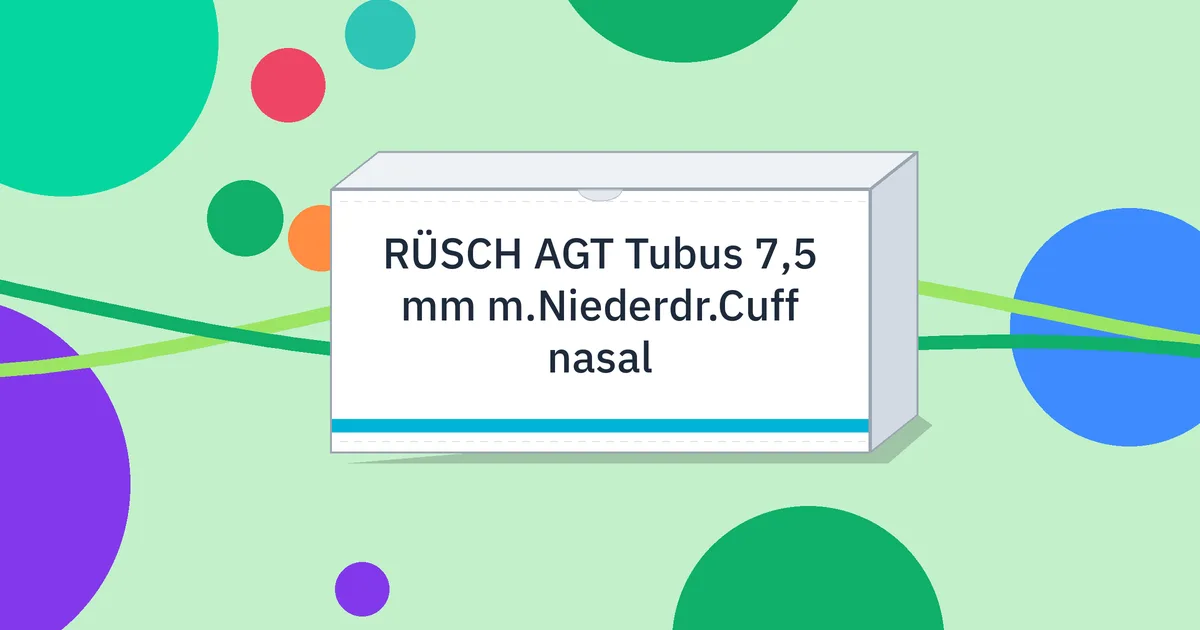 Symbolbild: Packung mit der Aufschrift RÜSCH AGT Tubus 7,5 mm m.Niederdr.Cuff nasal (PZN 06636779) – Verfügbarkeit und Bezug in Apotheken in Frankfurt am Main