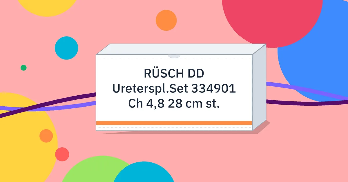 Symbolbild: Packung mit der Aufschrift RÜSCH DD Ureterspl.Set 334901 Ch 4,8 28 cm st. (PZN 07399755) – Verfügbarkeit und Bezug in Apotheken in Frankfurt am Main