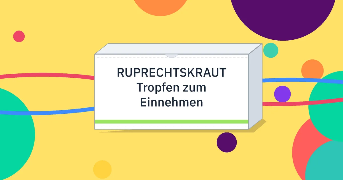 Symbolbild: Packung mit der Aufschrift RUPRECHTSKRAUT Tropfen zum Einnehmen (PZN 11602475) – Verfügbarkeit und Bezug in Apotheken in Frankfurt am Main