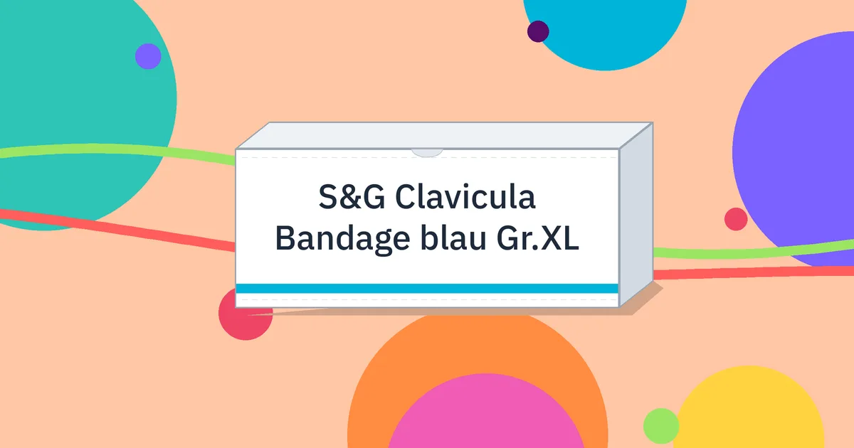 Symbolbild: Packung mit der Aufschrift S&G Clavicula Bandage blau Gr.XL (PZN 05044083) – Verfügbarkeit und Bezug in Apotheken in Frankfurt am Main