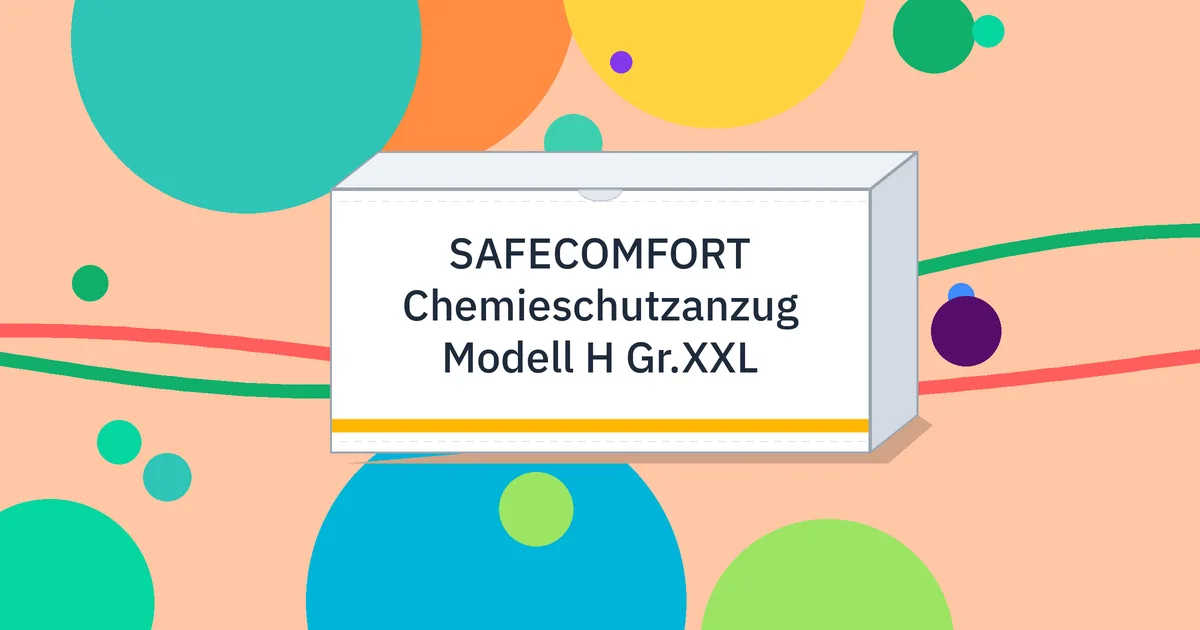 Symbolbild: Packung mit der Aufschrift SAFECOMFORT Chemieschutzanzug Modell H Gr.XXL (PZN 15305449) – Verfügbarkeit und Bezug in Apotheken in Frankfurt am Main