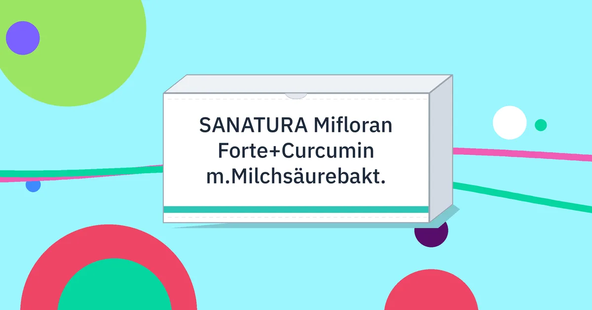 Symbolbild: Packung mit der Aufschrift SANATURA Mifloran Forte+Curcumin m.Milchsäurebakt. (PZN 18671516) – Verfügbarkeit und Bezug in Apotheken in Frankfurt am Main