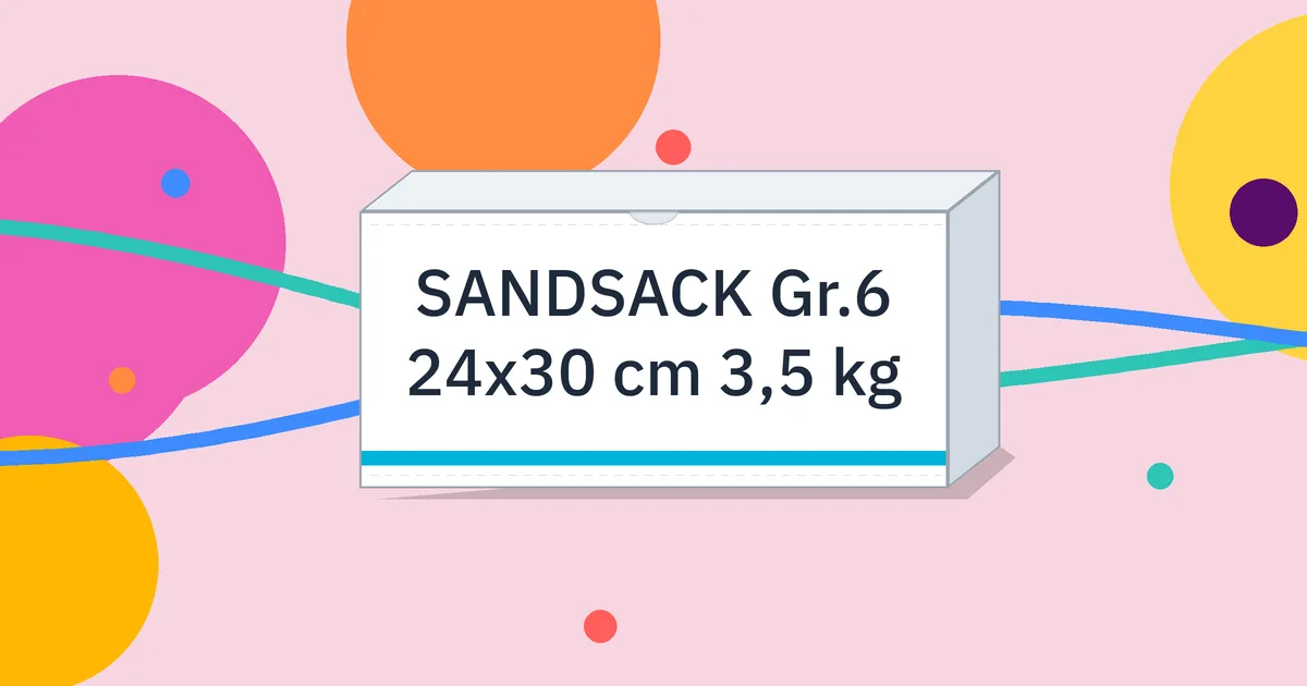 Symbolbild: Packung mit der Aufschrift SANDSACK Gr.6 24x30 cm 3,5 kg (PZN 02443204) – Verfügbarkeit und Bezug in Apotheken in Frankfurt am Main