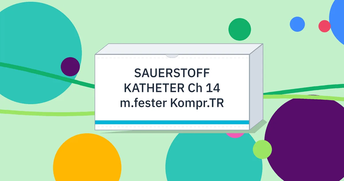 Symbolbild: Packung mit der Aufschrift SAUERSTOFF KATHETER Ch 14 m.fester Kompr.TR (PZN 07487235) – Verfügbarkeit und Bezug in Apotheken in Frankfurt am Main