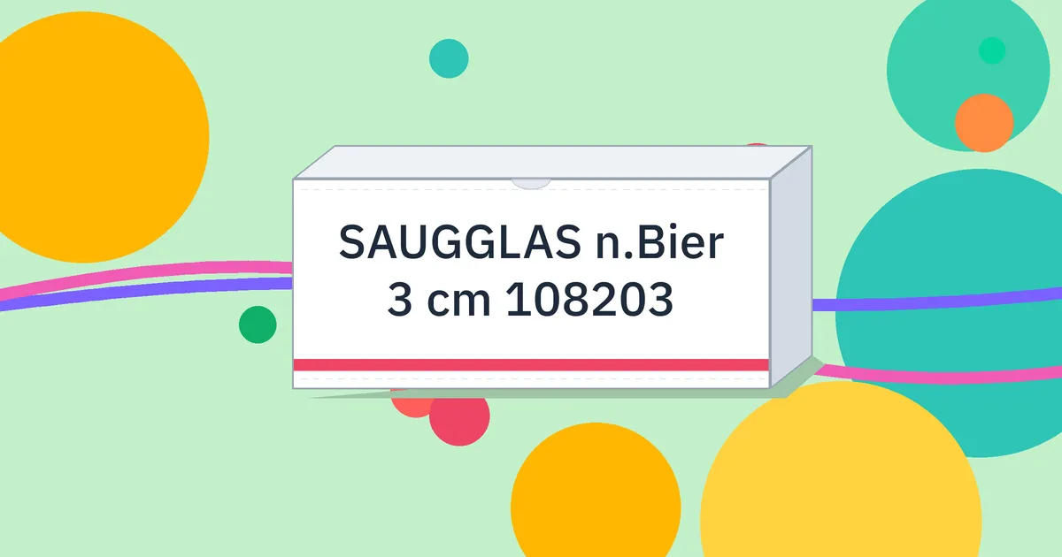 Symbolbild: Packung mit der Aufschrift SAUGGLAS n.Bier 3 cm 108203 (PZN 04756195) – Verfügbarkeit und Bezug in Apotheken in Frankfurt am Main