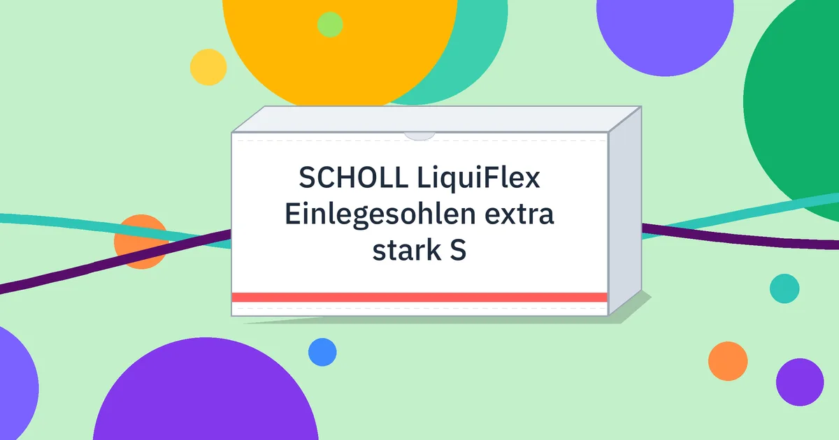 Symbolbild: Packung mit der Aufschrift SCHOLL LiquiFlex Einlegesohlen extra stark S (PZN 18296774) – Verfügbarkeit und Bezug in Apotheken in Frankfurt am Main