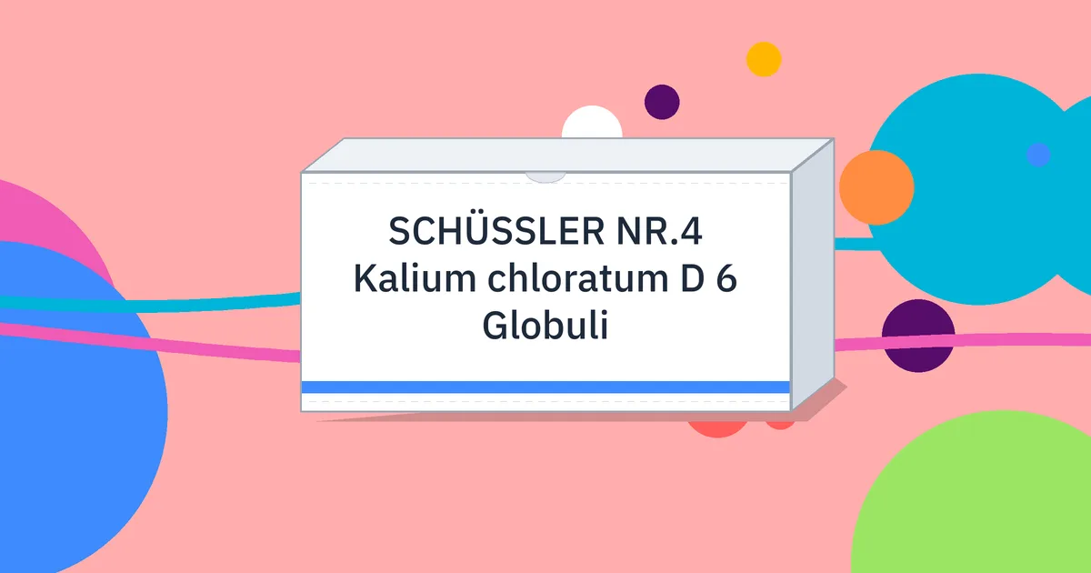 Symbolbild: Packung mit der Aufschrift SCHÜSSLER NR.4 Kalium chloratum D 6 Globuli (PZN 18111869) – Verfügbarkeit und Bezug in Apotheken in Frankfurt am Main
