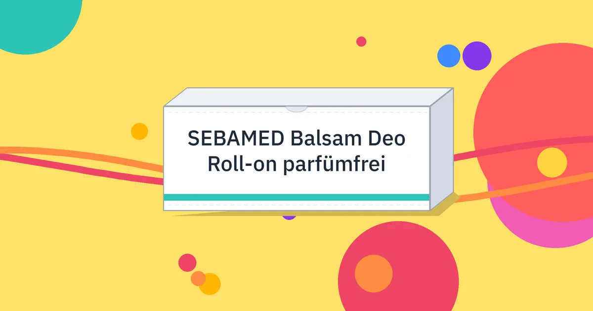 Symbolbild: Packung mit der Aufschrift SEBAMED Balsam Deo Roll-on parfümfrei (PZN 16932898) – Verfügbarkeit und Bezug in Apotheken in Frankfurt am Main