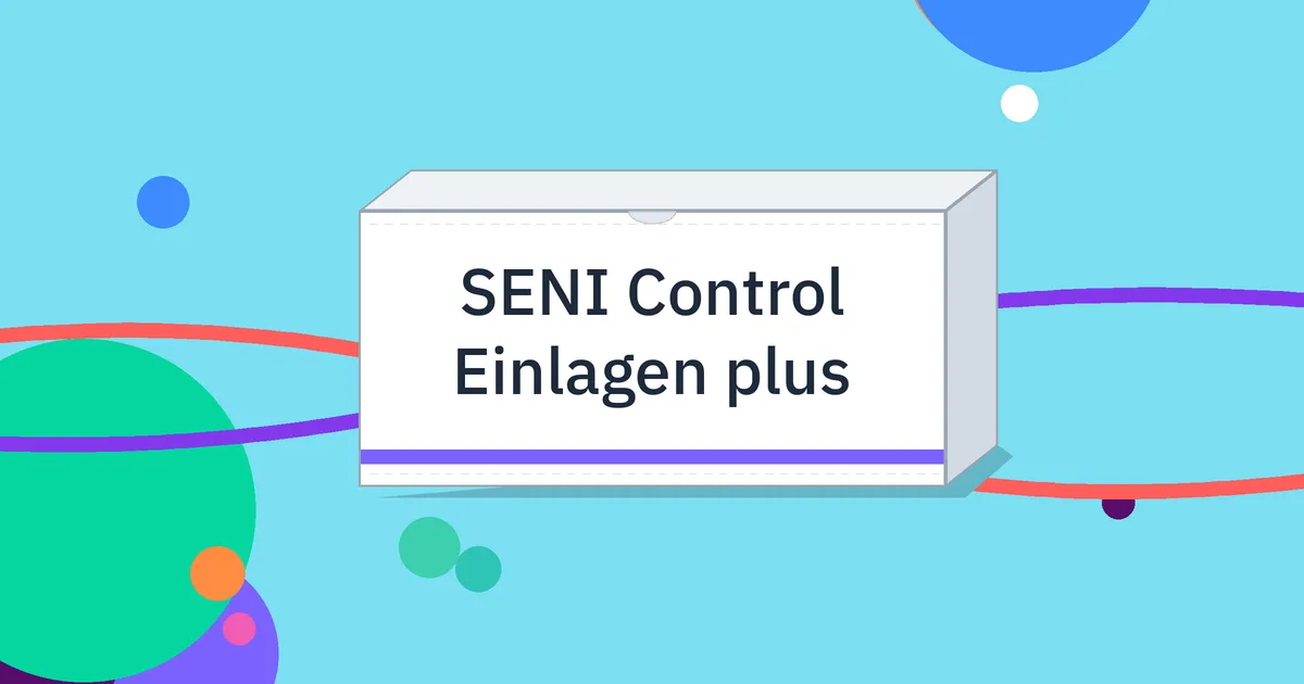 Symbolbild: Packung mit der Aufschrift SENI Control Einlagen plus (PZN 20322510) – Verfügbarkeit und Bezug in Apotheken in Frankfurt am Main