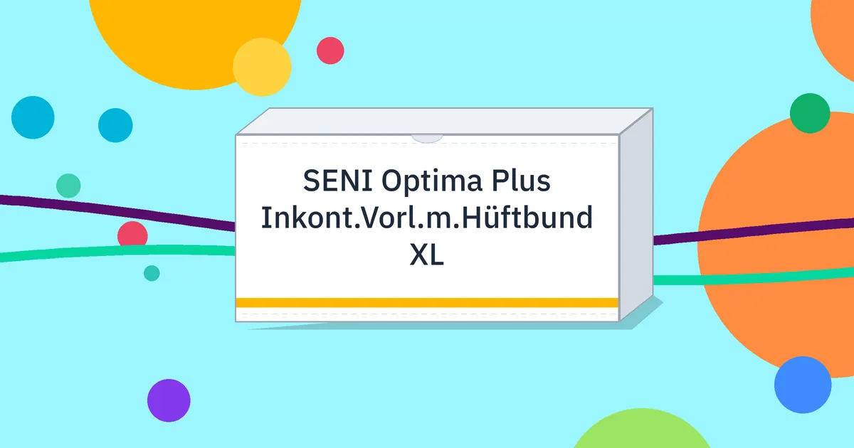 Symbolbild: Packung mit der Aufschrift SENI Optima Plus Inkont.Vorl.m.Hüftbund XL (PZN 18012475) – Verfügbarkeit und Bezug in Apotheken in Frankfurt am Main