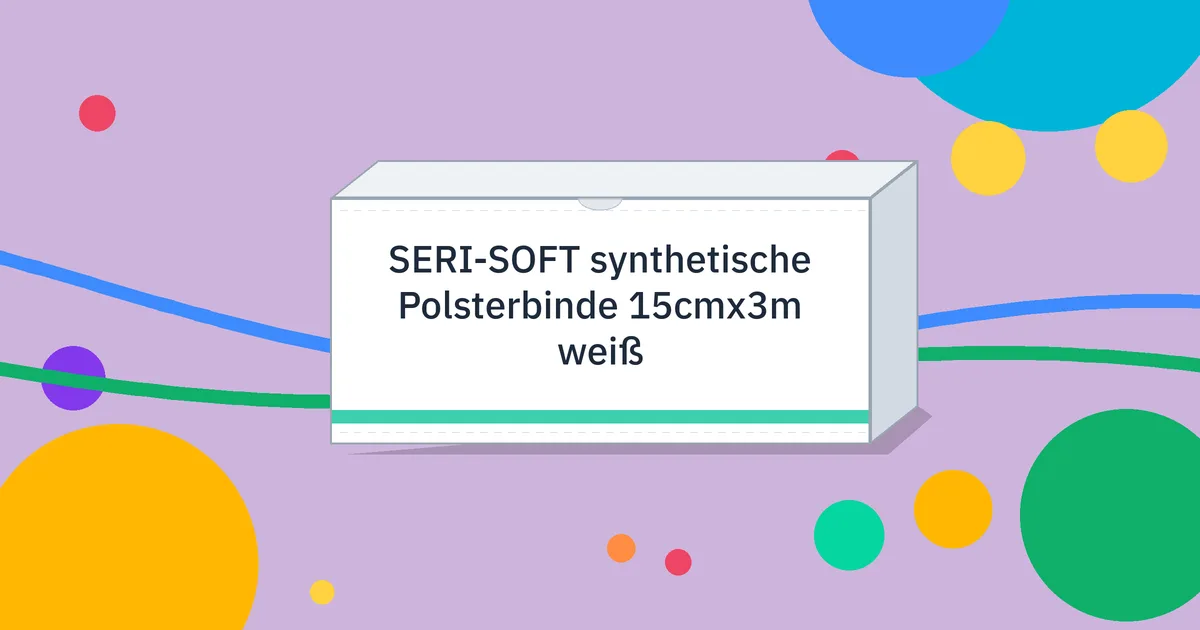 Symbolbild: Packung mit der Aufschrift SERI-SOFT synthetische Polsterbinde 15cmx3m weiß (PZN 19837203) – Verfügbarkeit und Bezug in Apotheken in Frankfurt am Main