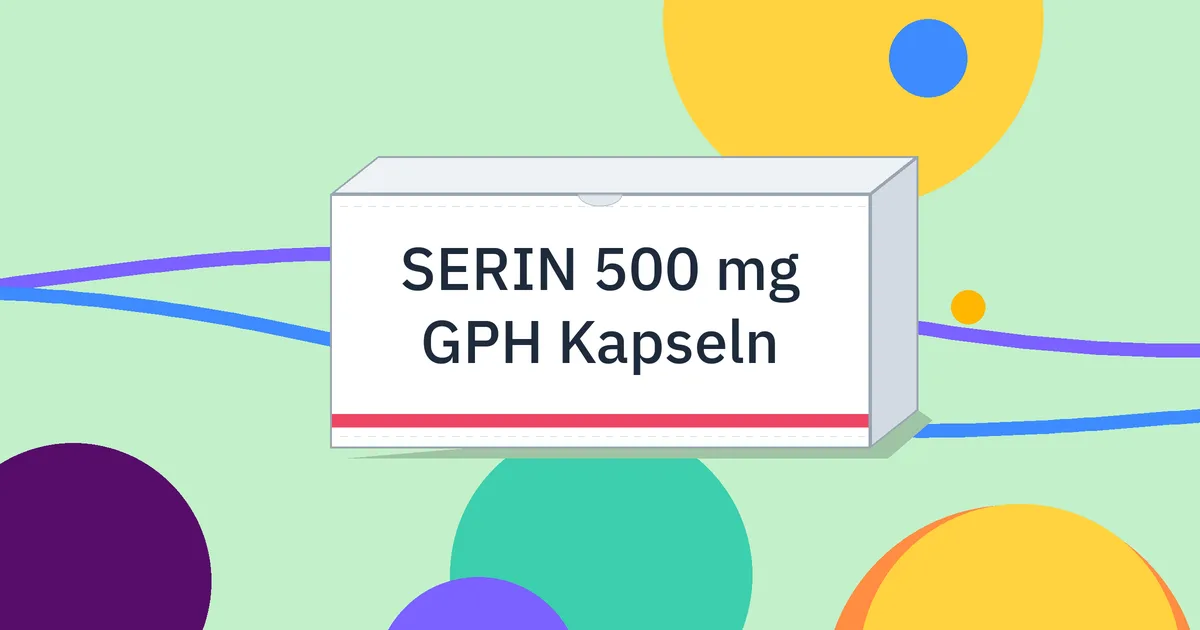 Symbolbild: Packung mit der Aufschrift SERIN 500 mg GPH Kapseln (PZN 00127752) – Verfügbarkeit und Bezug in Apotheken in Frankfurt am Main
