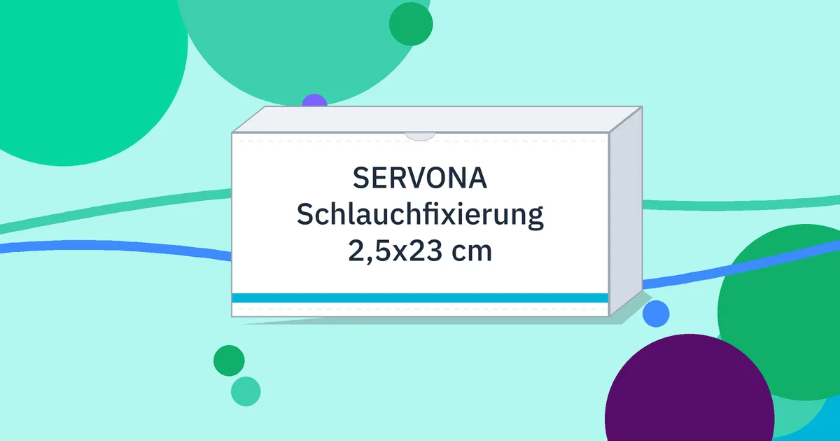 Symbolbild: Packung mit der Aufschrift SERVONA Schlauchfixierung 2,5x23 cm (PZN 16760701) – Verfügbarkeit und Bezug in Apotheken in Frankfurt am Main