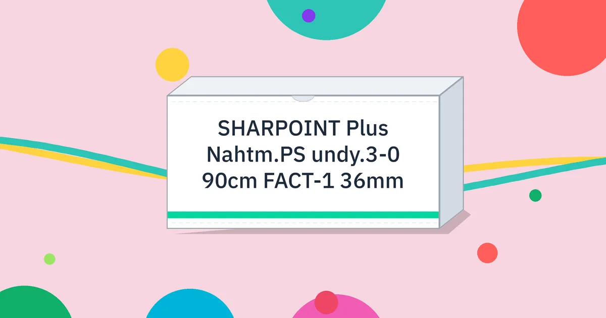 Symbolbild: Packung mit der Aufschrift SHARPOINT Plus Nahtm.PS undy.3-0 90cm FACT-1 36mm (PZN 17996245) – Verfügbarkeit und Bezug in Apotheken in Frankfurt am Main