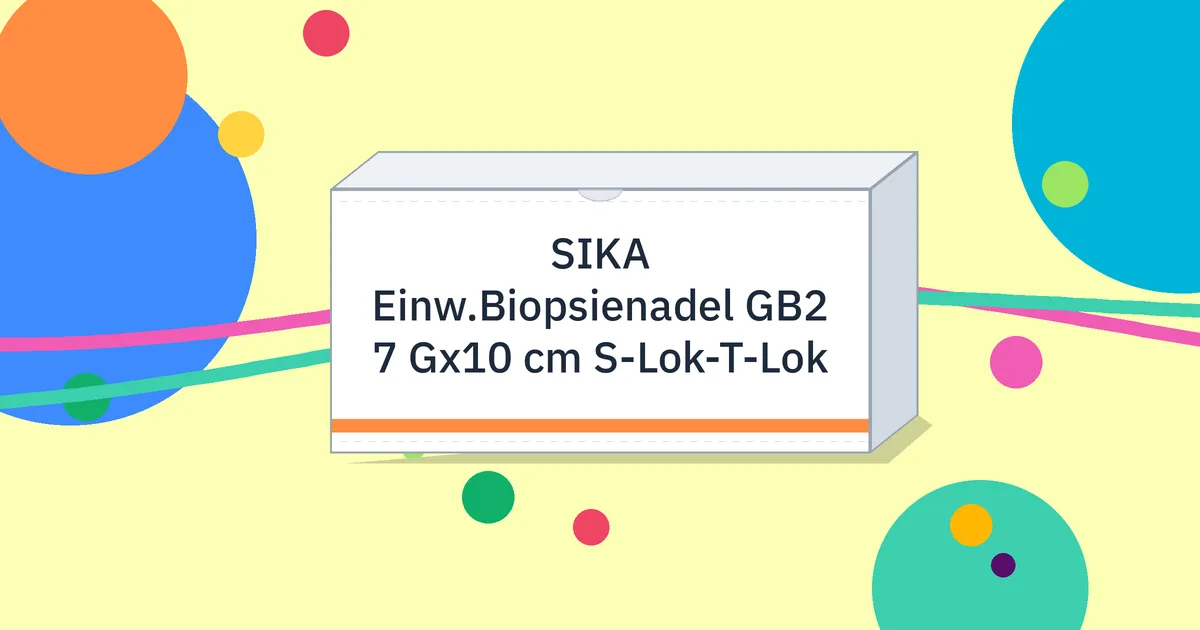 Symbolbild: Packung mit der Aufschrift SIKA Einw.Biopsienadel GB2 7 Gx10 cm S-Lok-T-Lok (PZN 20283388) – Verfügbarkeit und Bezug in Apotheken in Frankfurt am Main