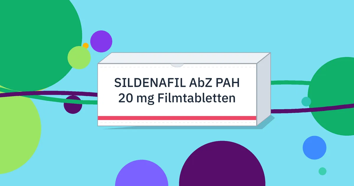 Symbolbild: Packung mit der Aufschrift SILDENAFIL AbZ PAH 20 mg Filmtabletten (PZN 11515204) – Verfügbarkeit und Bezug in Apotheken in Frankfurt am Main