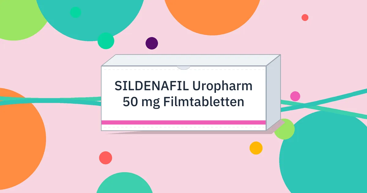 Symbolbild: Packung mit der Aufschrift SILDENAFIL Uropharm 50 mg Filmtabletten (PZN 11010007) – Verfügbarkeit und Bezug in Apotheken in Frankfurt am Main