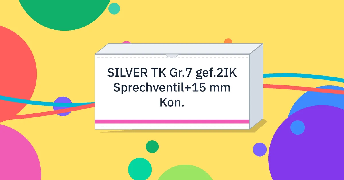 Symbolbild: Packung mit der Aufschrift SILVER TK Gr.7 gef.2IK Sprechventil+15 mm Kon. (PZN 10209971) – Verfügbarkeit und Bezug in Apotheken in Frankfurt am Main