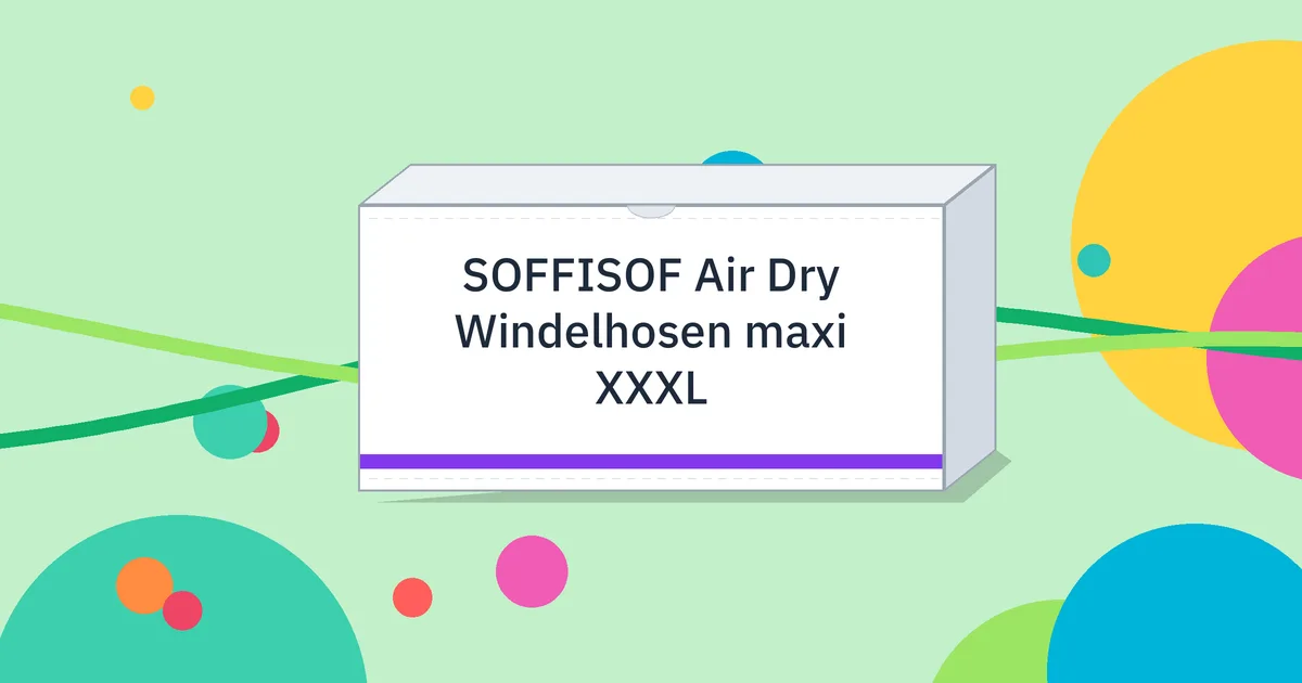 Symbolbild: Packung mit der Aufschrift SOFFISOF Air Dry Windelhosen maxi XXXL (PZN 12774066) – Verfügbarkeit und Bezug in Apotheken in Frankfurt am Main