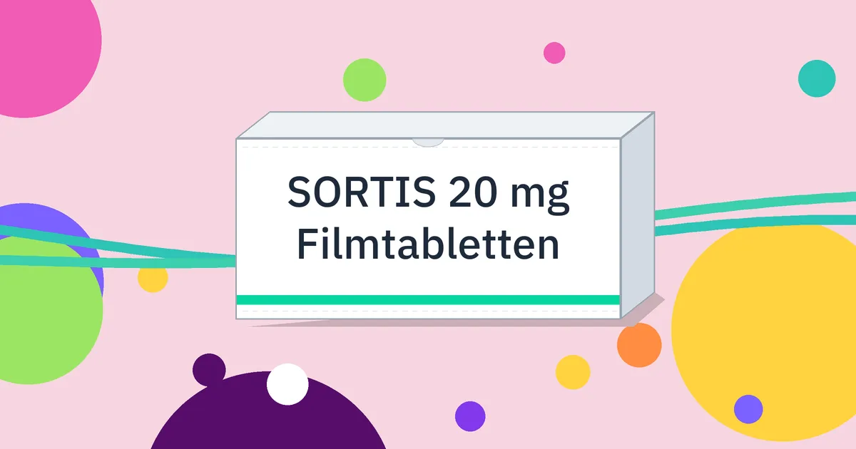 Symbolbild: Packung mit der Aufschrift SORTIS 20 mg Filmtabletten (PZN 07699374) – Verfügbarkeit und Bezug in Apotheken in Frankfurt am Main