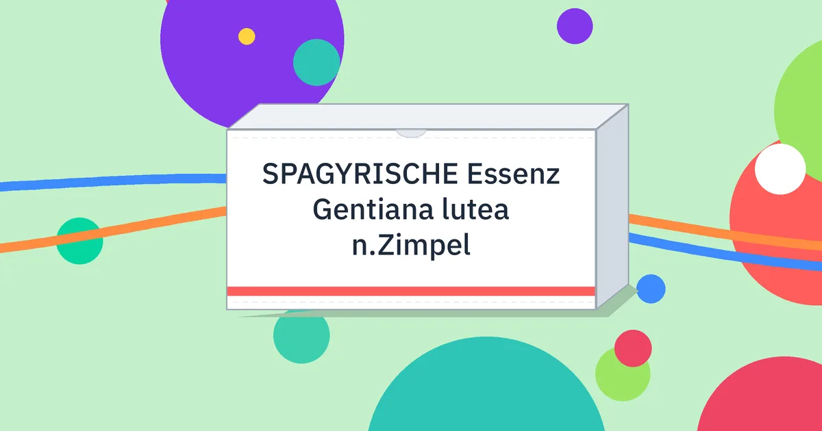 Symbolbild: Packung mit der Aufschrift SPAGYRISCHE Essenz Gentiana lutea n.Zimpel (PZN 00916897) – Verfügbarkeit und Bezug in Apotheken in Frankfurt am Main