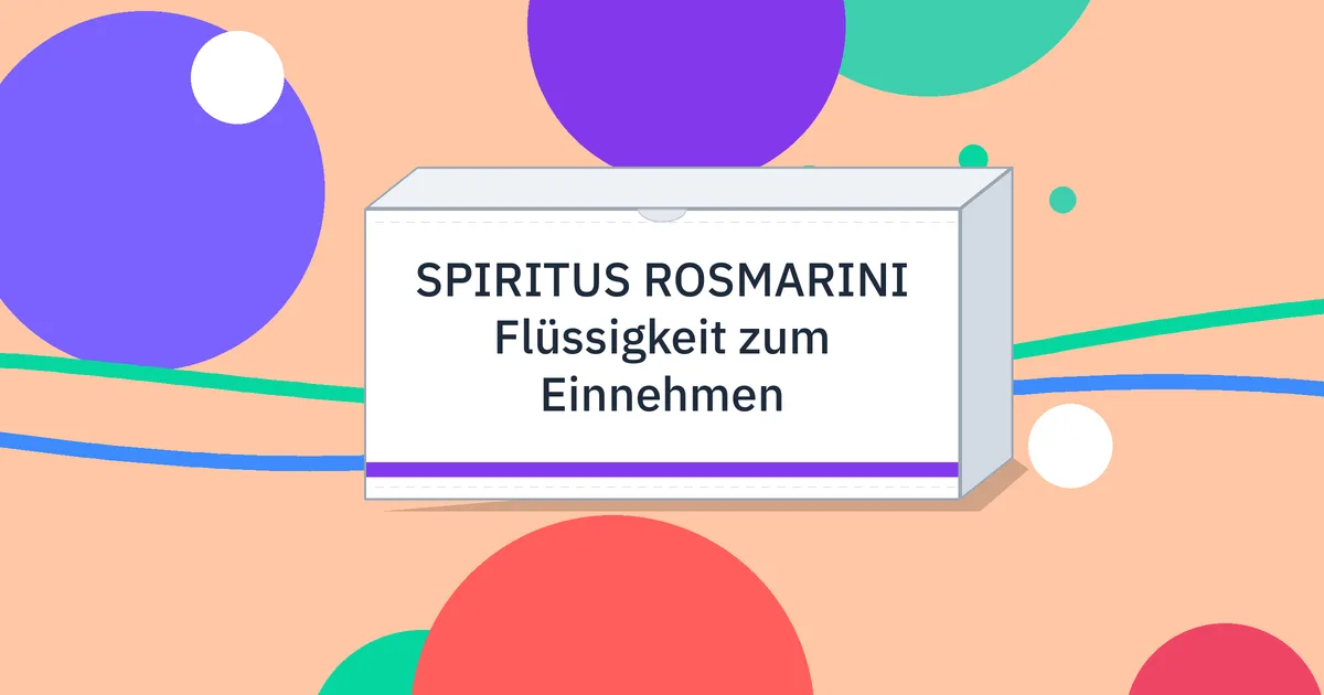 Symbolbild: Packung mit der Aufschrift SPIRITUS ROSMARINI Flüssigkeit zum Einnehmen (PZN 15407782) – Verfügbarkeit und Bezug in Apotheken in Frankfurt am Main