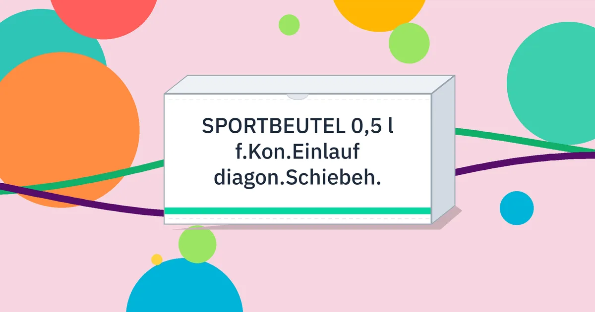Symbolbild: Packung mit der Aufschrift SPORTBEUTEL 0,5 l f.Kon.Einlauf diagon.Schiebeh. (PZN 05358025) – Verfügbarkeit und Bezug in Apotheken in Frankfurt am Main