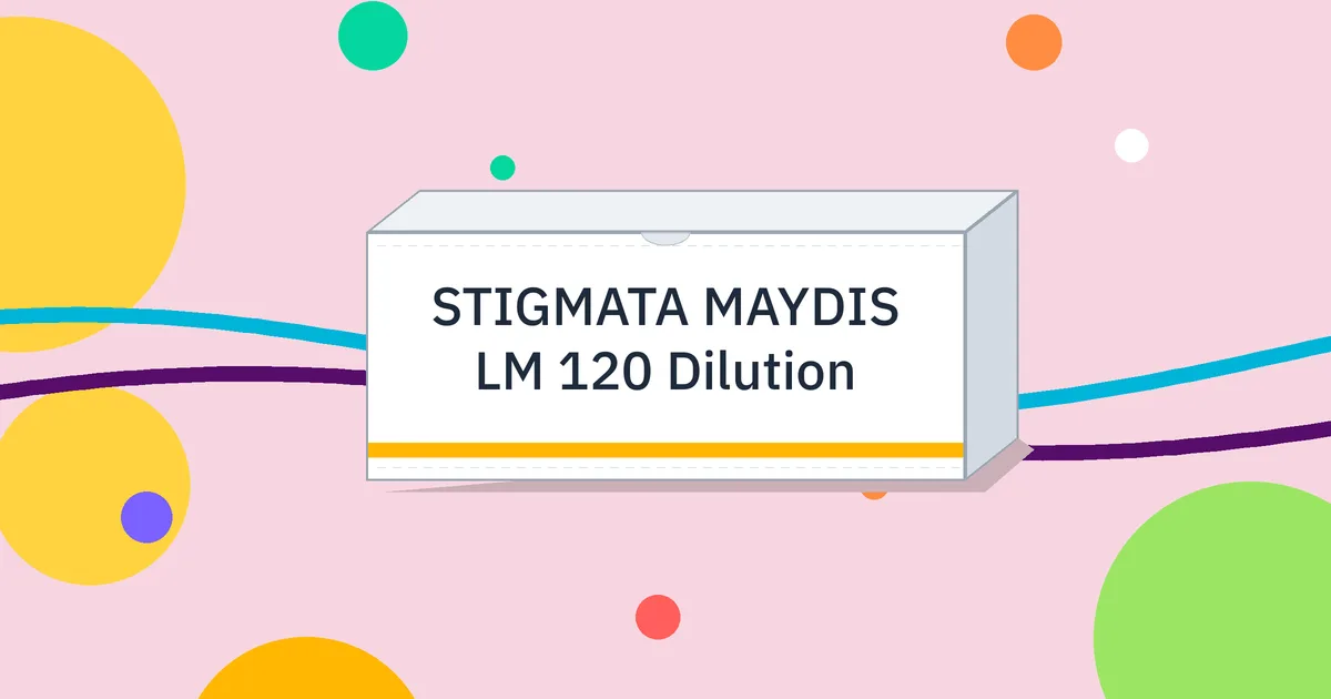 Symbolbild: Packung mit der Aufschrift STIGMATA MAYDIS LM 120 Dilution (PZN 13201214) – Verfügbarkeit und Bezug in Apotheken in Frankfurt am Main