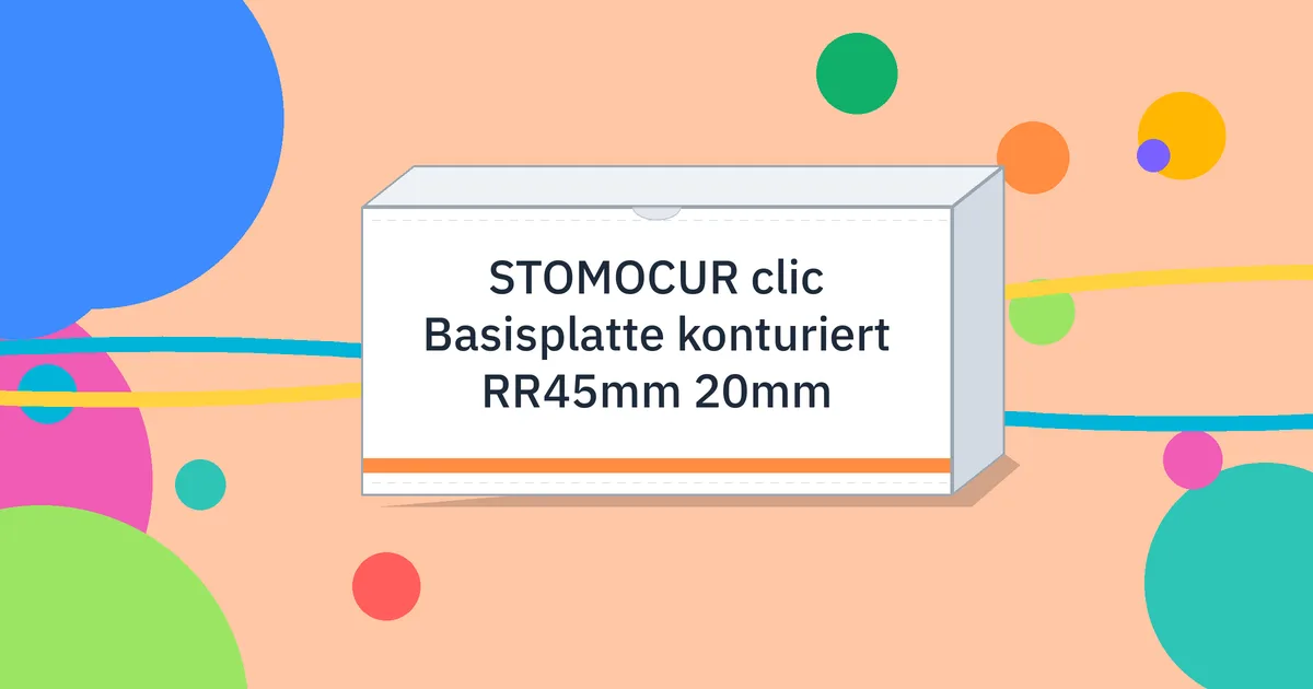 Symbolbild: Packung mit der Aufschrift STOMOCUR clic Basisplatte konturiert RR45mm 20mm (PZN 18238819) – Verfügbarkeit und Bezug in Apotheken in Frankfurt am Main