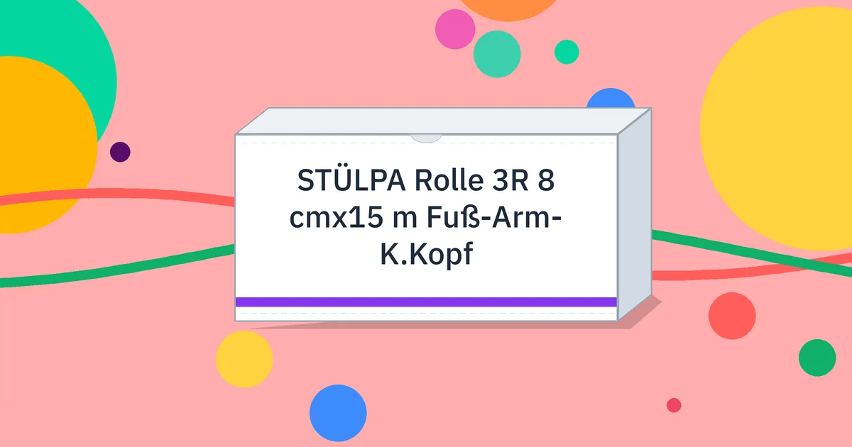 Symbolbild: Packung mit der Aufschrift STÜLPA Rolle 3R 8 cmx15 m Fuß-Arm-K.Kopf (PZN 18298081) – Verfügbarkeit und Bezug in Apotheken in Frankfurt am Main