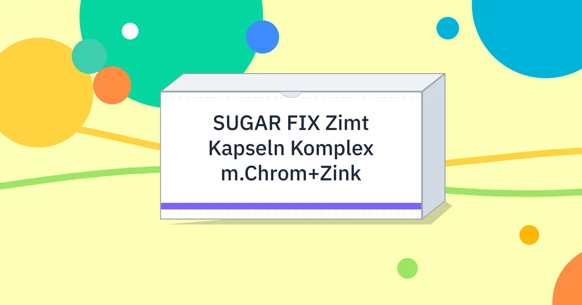 Symbolbild: Packung mit der Aufschrift SUGAR FIX Zimt Kapseln Komplex m.Chrom+Zink (PZN 18362040) – Verfügbarkeit und Bezug in Apotheken in Frankfurt am Main