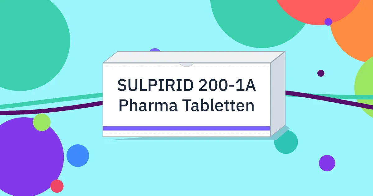 Symbolbild: Packung mit der Aufschrift SULPIRID 200-1A Pharma Tabletten (PZN 03157216) – Verfügbarkeit und Bezug in Apotheken in Frankfurt am Main