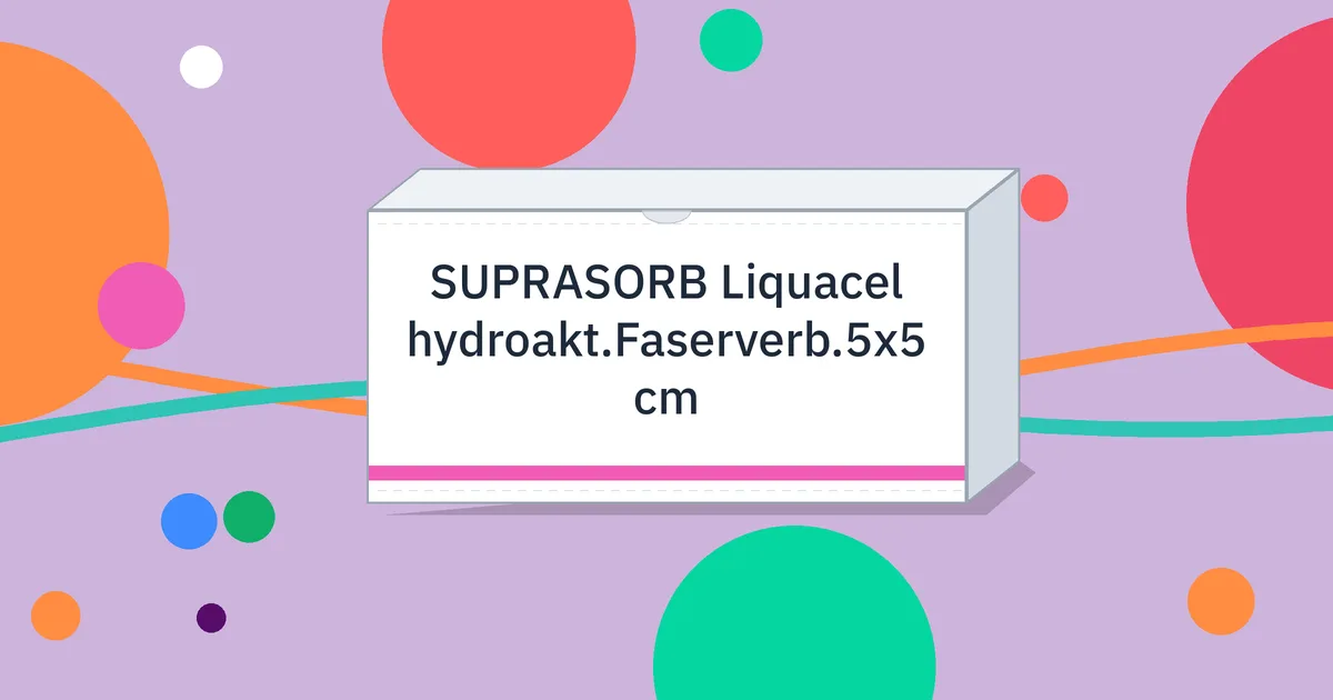 Symbolbild: Packung mit der Aufschrift SUPRASORB Liquacel hydroakt.Faserverb.5x5 cm (PZN 20518259) – Verfügbarkeit und Bezug in Apotheken in Frankfurt am Main