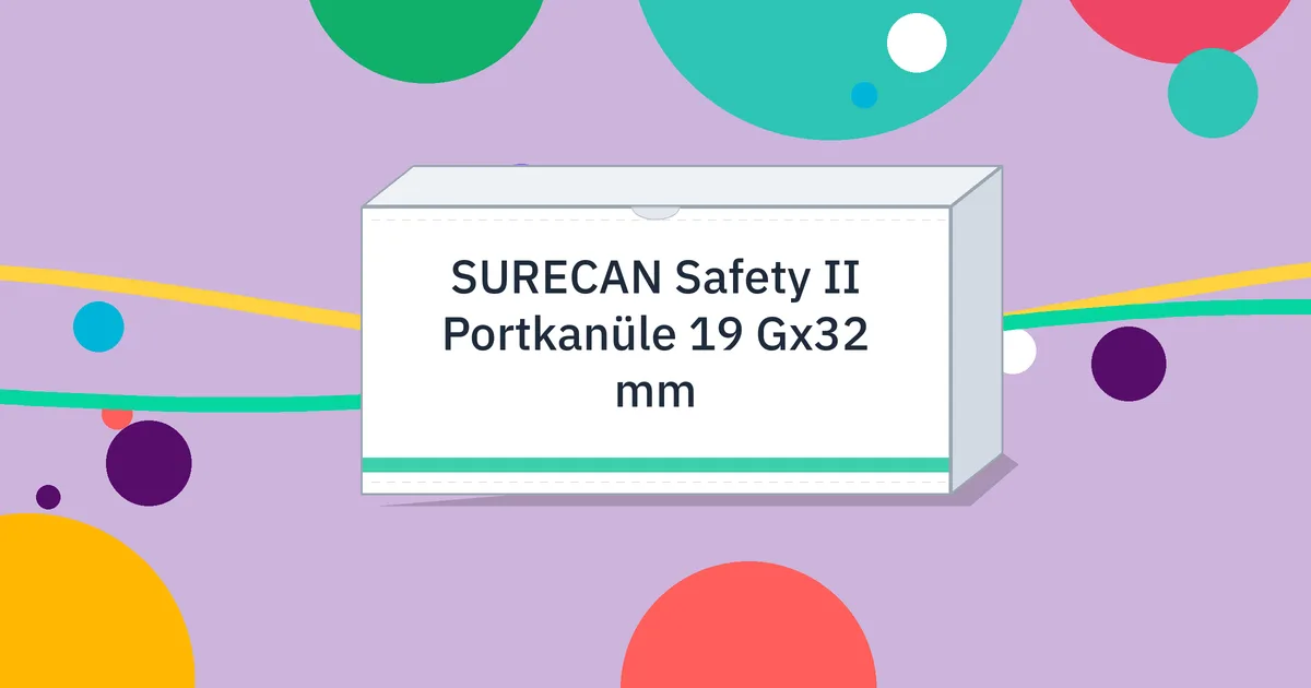 Symbolbild: Packung mit der Aufschrift SURECAN Safety II Portkanüle 19 Gx32 mm (PZN 20691437) – Verfügbarkeit und Bezug in Apotheken in Frankfurt am Main