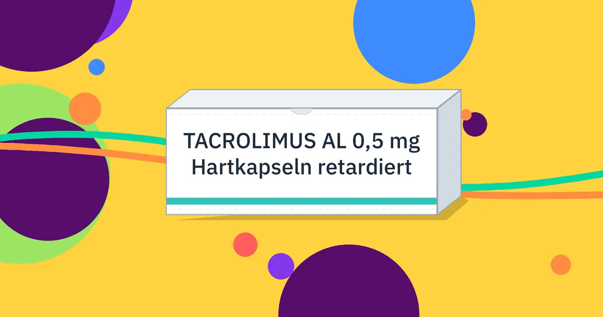 Symbolbild: Packung mit der Aufschrift TACROLIMUS AL 0,5 mg Hartkapseln retardiert (PZN 18105389) – Verfügbarkeit und Bezug in Apotheken in Frankfurt am Main
