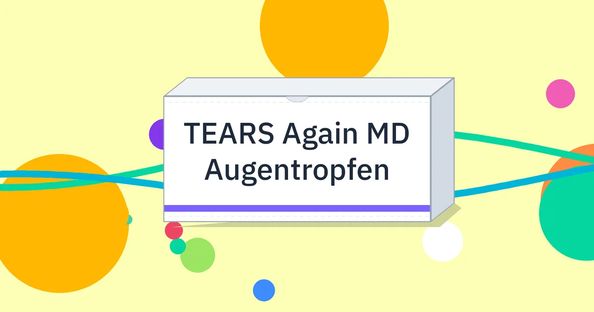 Symbolbild: Packung mit der Aufschrift TEARS Again MD Augentropfen (PZN 09932225) – Verfügbarkeit und Bezug in Apotheken in Frankfurt am Main