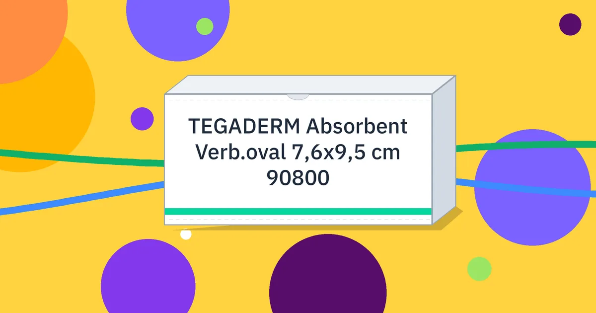 Symbolbild: Packung mit der Aufschrift TEGADERM Absorbent Verb.oval 7,6x9,5 cm 90800 (PZN 17983225) – Verfügbarkeit und Bezug in Apotheken in Frankfurt am Main
