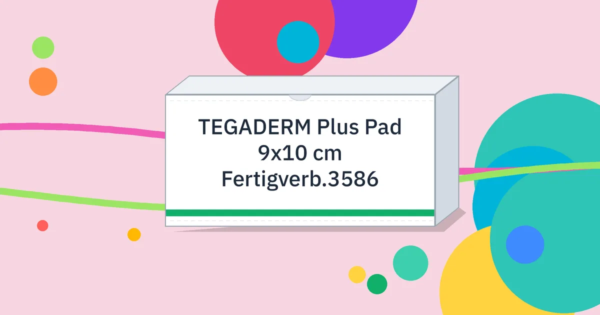 Symbolbild: Packung mit der Aufschrift TEGADERM Plus Pad 9x10 cm Fertigverb.3586 (PZN 05355268) – Verfügbarkeit und Bezug in Apotheken in Frankfurt am Main