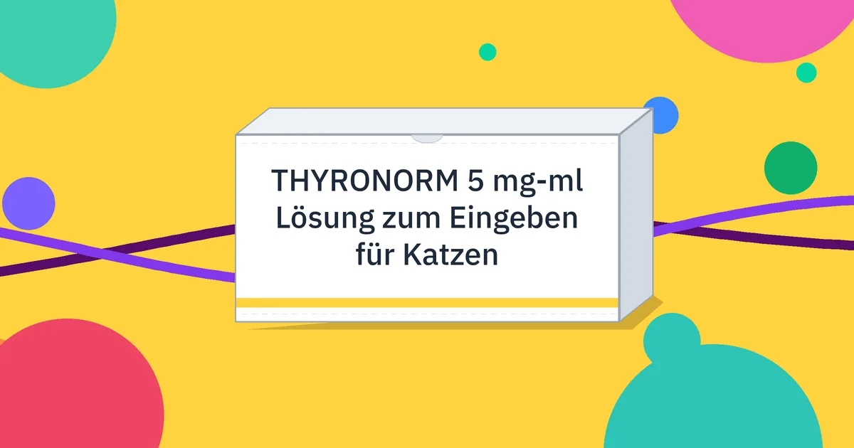 Symbolbild: Packung mit der Aufschrift THYRONORM 5 mg-ml Lösung zum Eingeben für Katzen (PZN 18097690) – Verfügbarkeit und Bezug in Apotheken in Frankfurt am Main