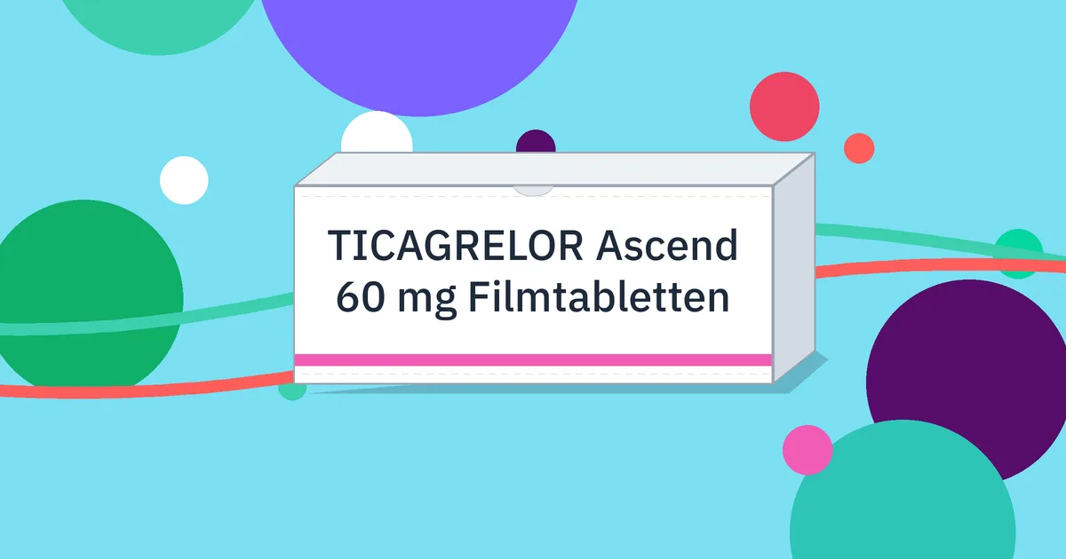 Symbolbild: Packung mit der Aufschrift TICAGRELOR Ascend 60 mg Filmtabletten (PZN 20322013) – Verfügbarkeit und Bezug in Apotheken in Frankfurt am Main